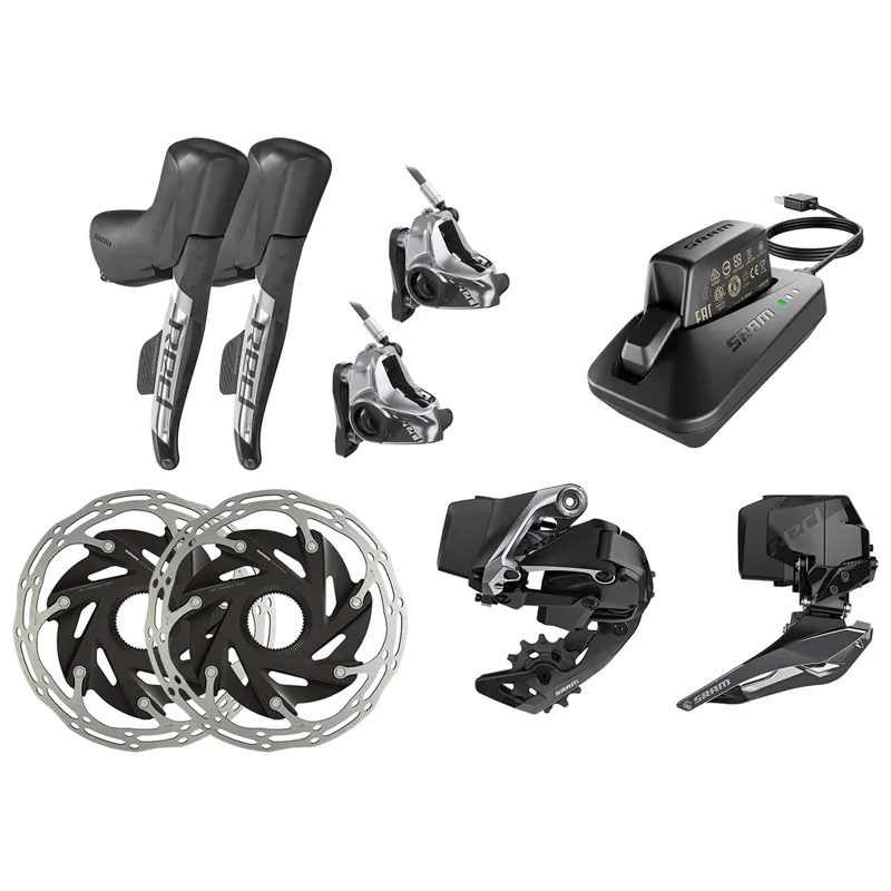 SRAM Red eTap AXS 2x Electronic HRD FM Groupset - CL Rotors