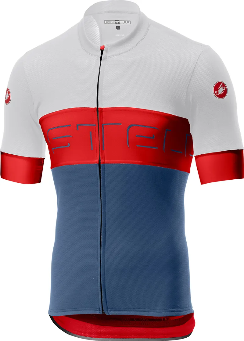 Castelli Prologo VI Mens Jersey - Ivory/Red/Light Steel Blue